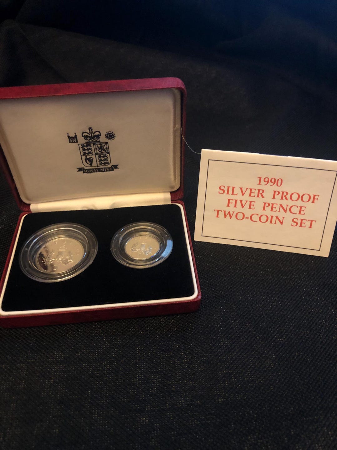 1990 Silver Proof Five Pence Coin Set British Sterling Two Coin - Etsy