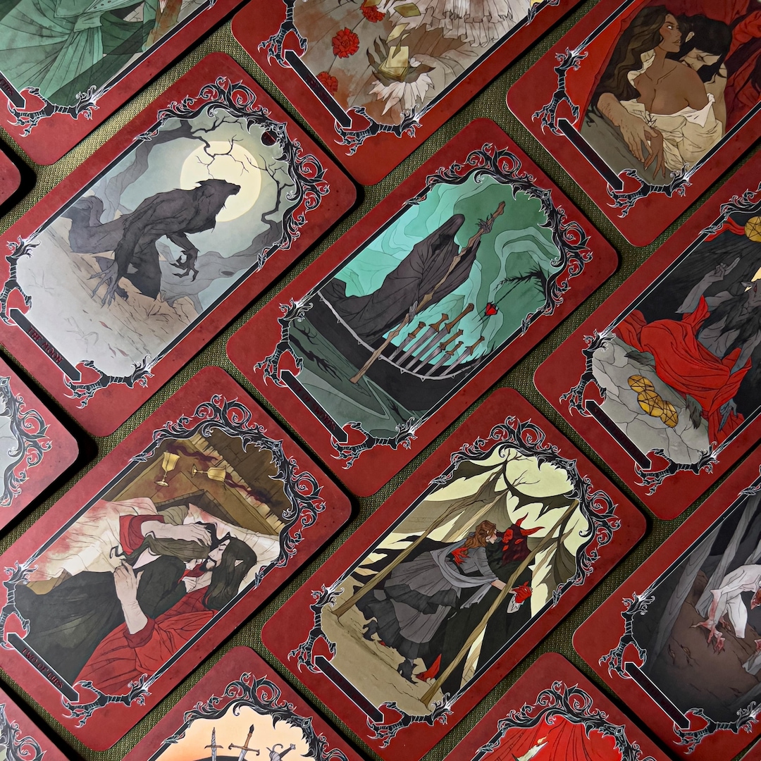 Horror Tarot Deck - 78 Cards With Book, Horror Genre, Mothman, Vampires ...