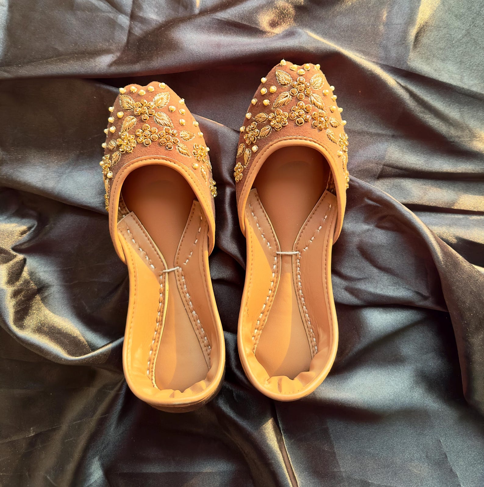 Chocolate Brown Embroidered Eid Jutti Handmade Traditional Indian Shoes ...