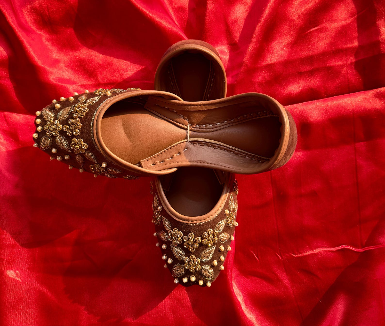 Chocolate Brown Embroidered Eid Jutti Handmade Traditional Indian Shoes ...