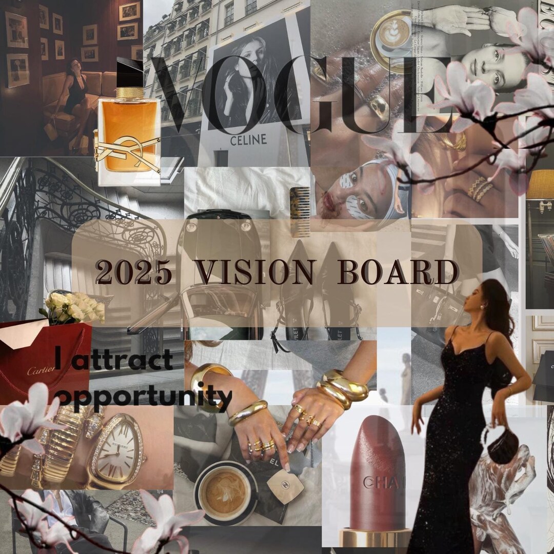 Printable Vision Board 2025, Minimalist Design, Over 150 Inspiring ...