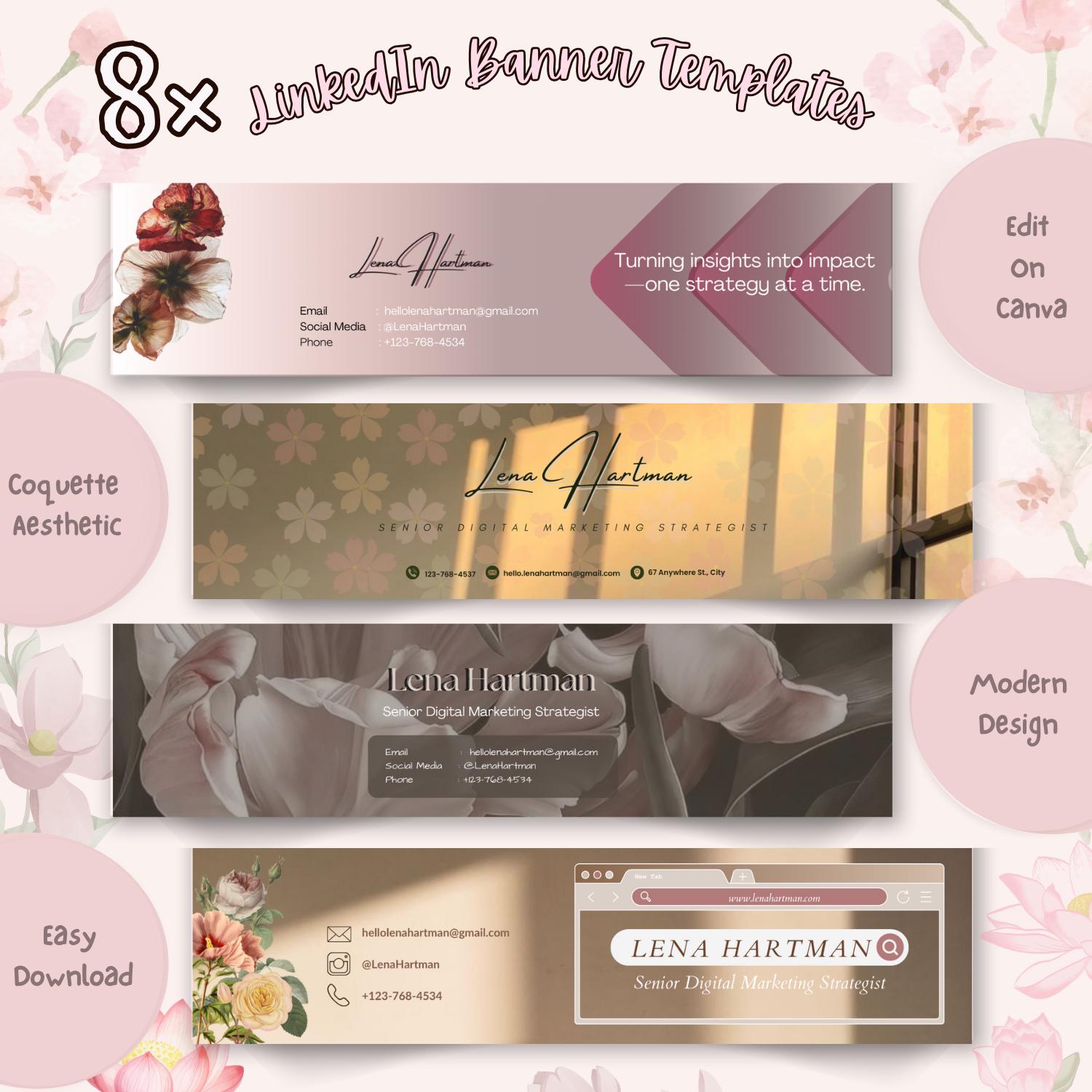 8 Creative Linkedin Banner Templates. Easy Download and Editable on ...