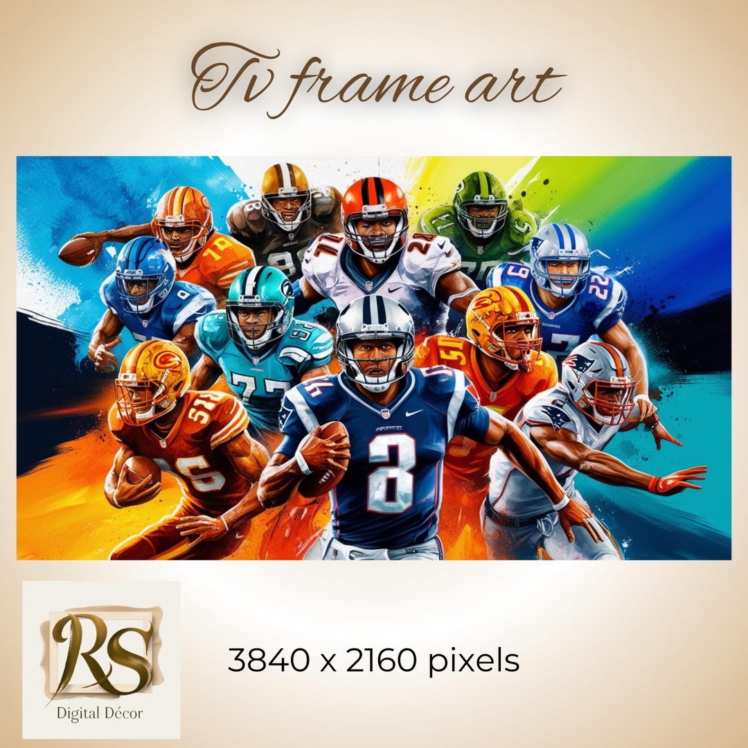 American Football Frame TV Art: Colorful Sports Poster (digital ...