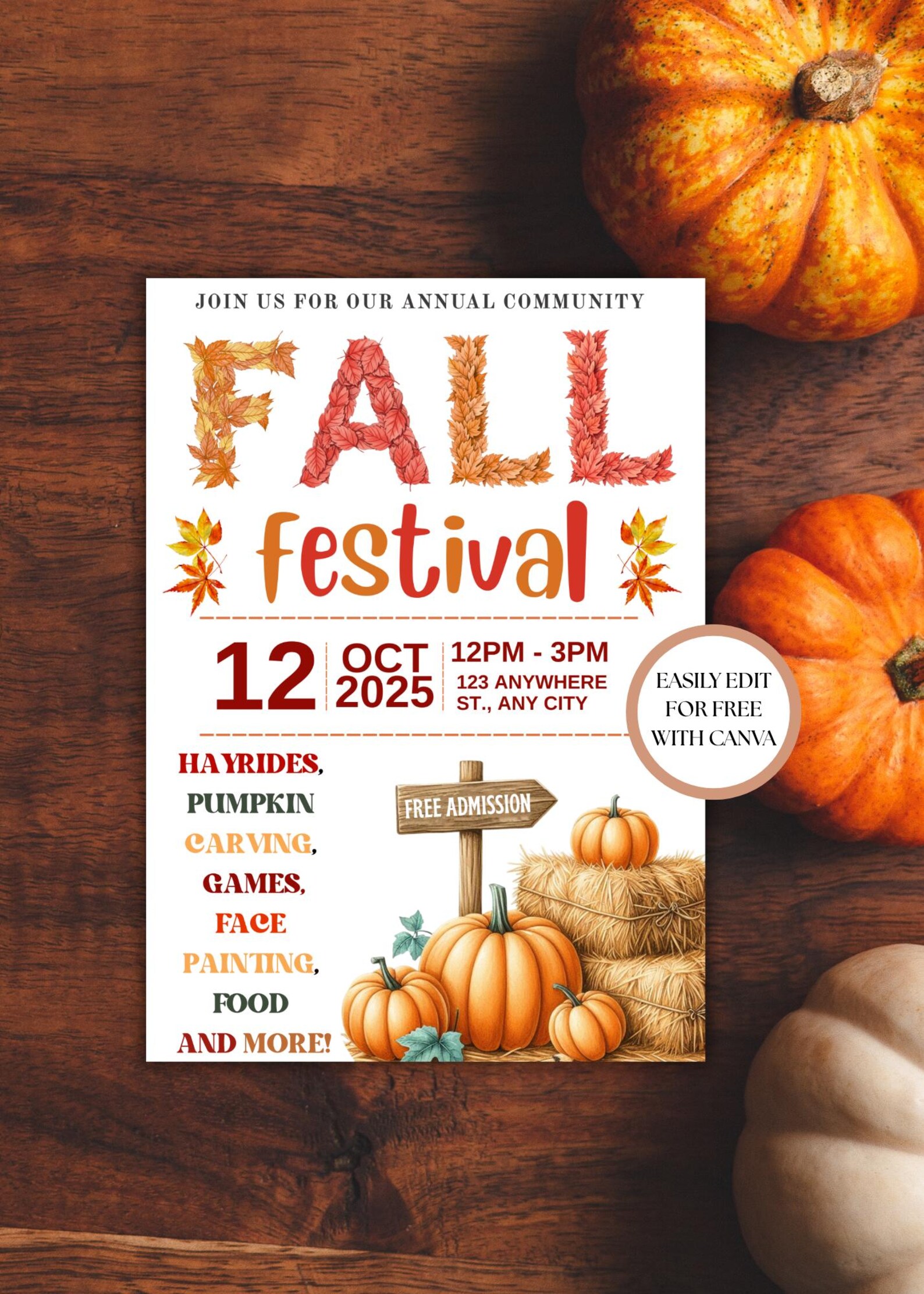 Editable Fall Festival Invitation Template: Pumpkin Patch Party Invite ...