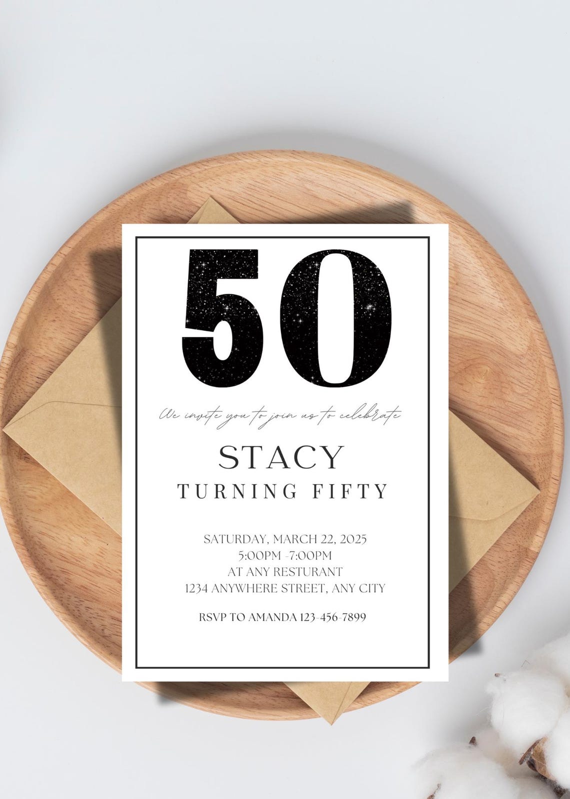 Editable 50th Birthday Invite, Turning Fifty, Adult 50th Birthday Party ...