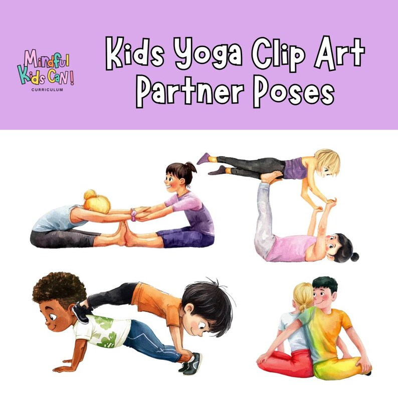 Kids Yoga Partner Poses Clip Art - Etsy