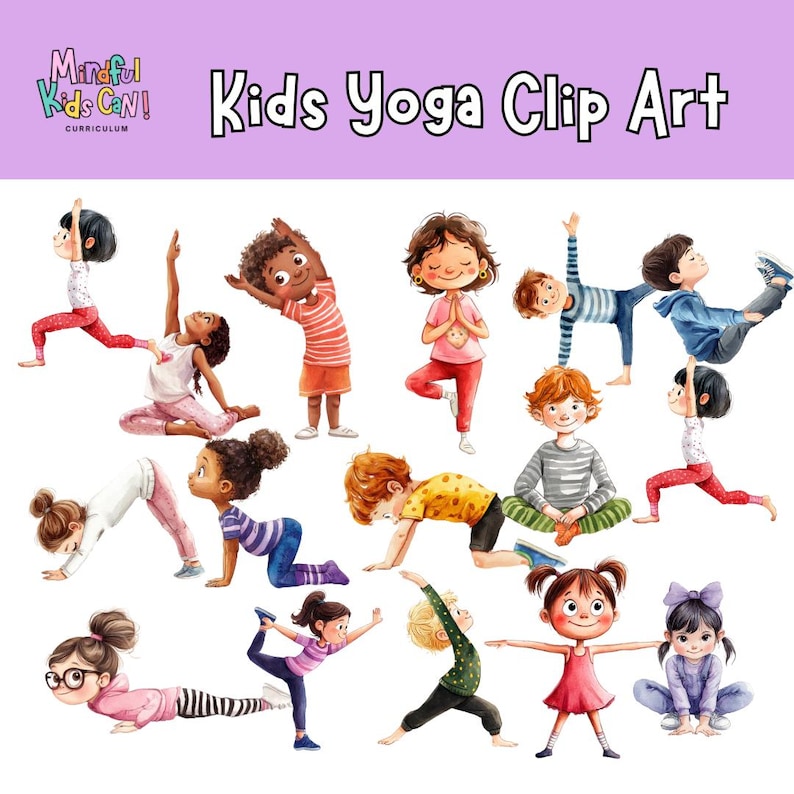 Kids Yoga Clip Art - Etsy