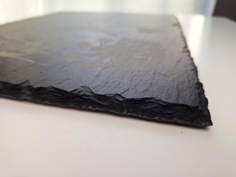 Black Slate With Meadow Engraving – Custom Nature-inspired Engraving on ...