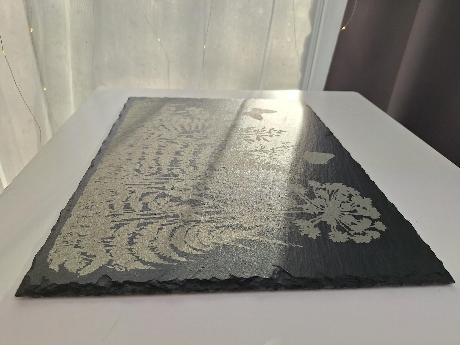 Black Slate With Meadow Engraving – Custom Nature-inspired Engraving on ...