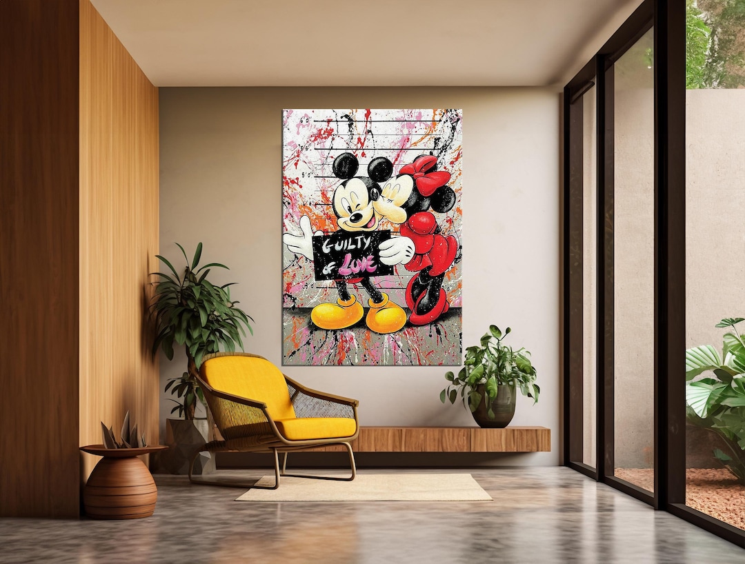 Guilty of Love Mickey and Minnie Mouse Canvas Wall Art, Banksy Style ...