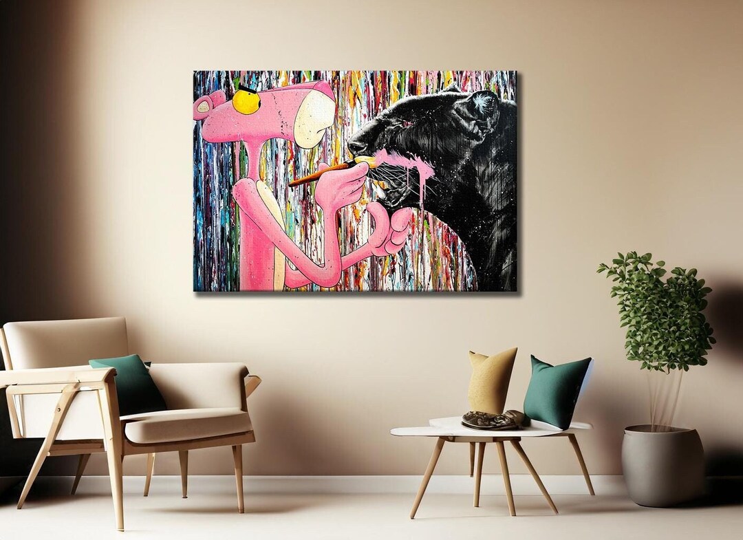 Panther Pop Art Canvas Wall Art, Pop Culture Painting, Graffiti ...