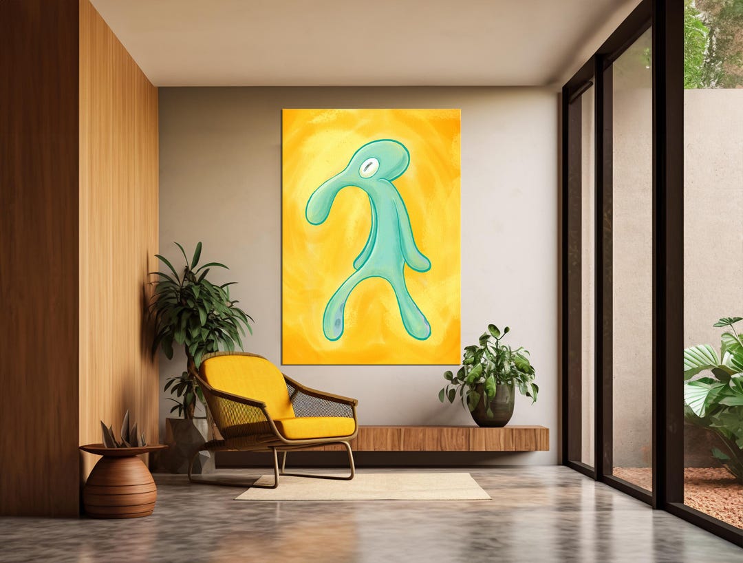 Squidward Painting Print, Squidward Canvas Print, Modern Art, Bold and ...