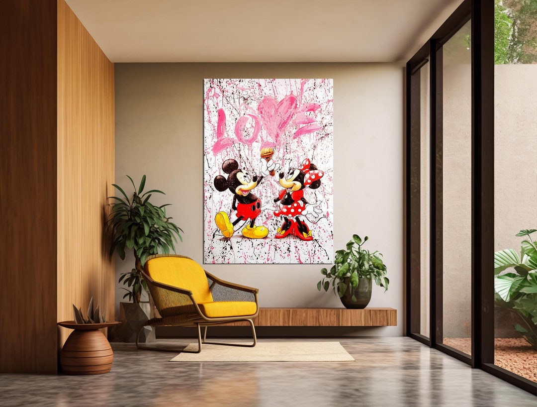 Banksy Mickey Mouse and Minnie Mouse Love Abstract Pop Art Canvas ...