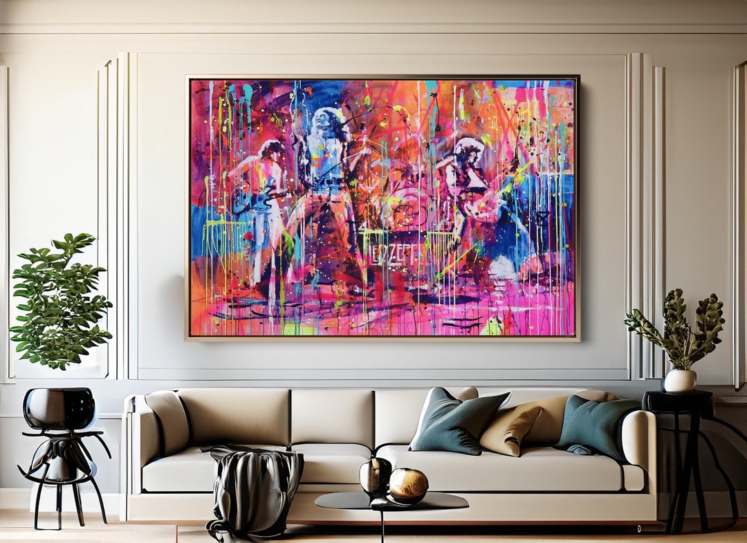 Led Zeppelin Abstract Pop Art Canvas Wall Art, Banksy Art, Led Zeppelin ...