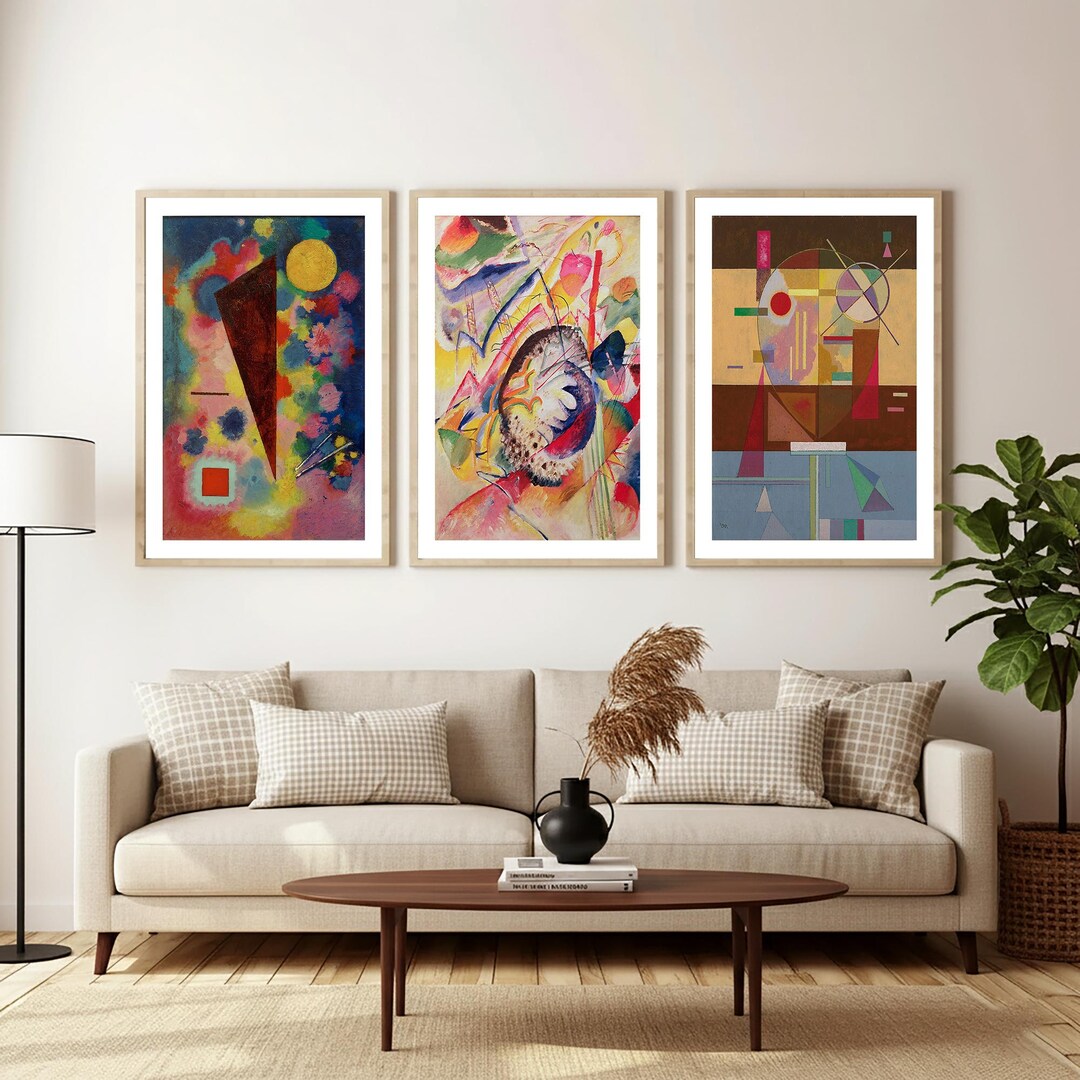 Set of 3 Wooden Framed Wassily Kandinsky Prints | Abstract ...