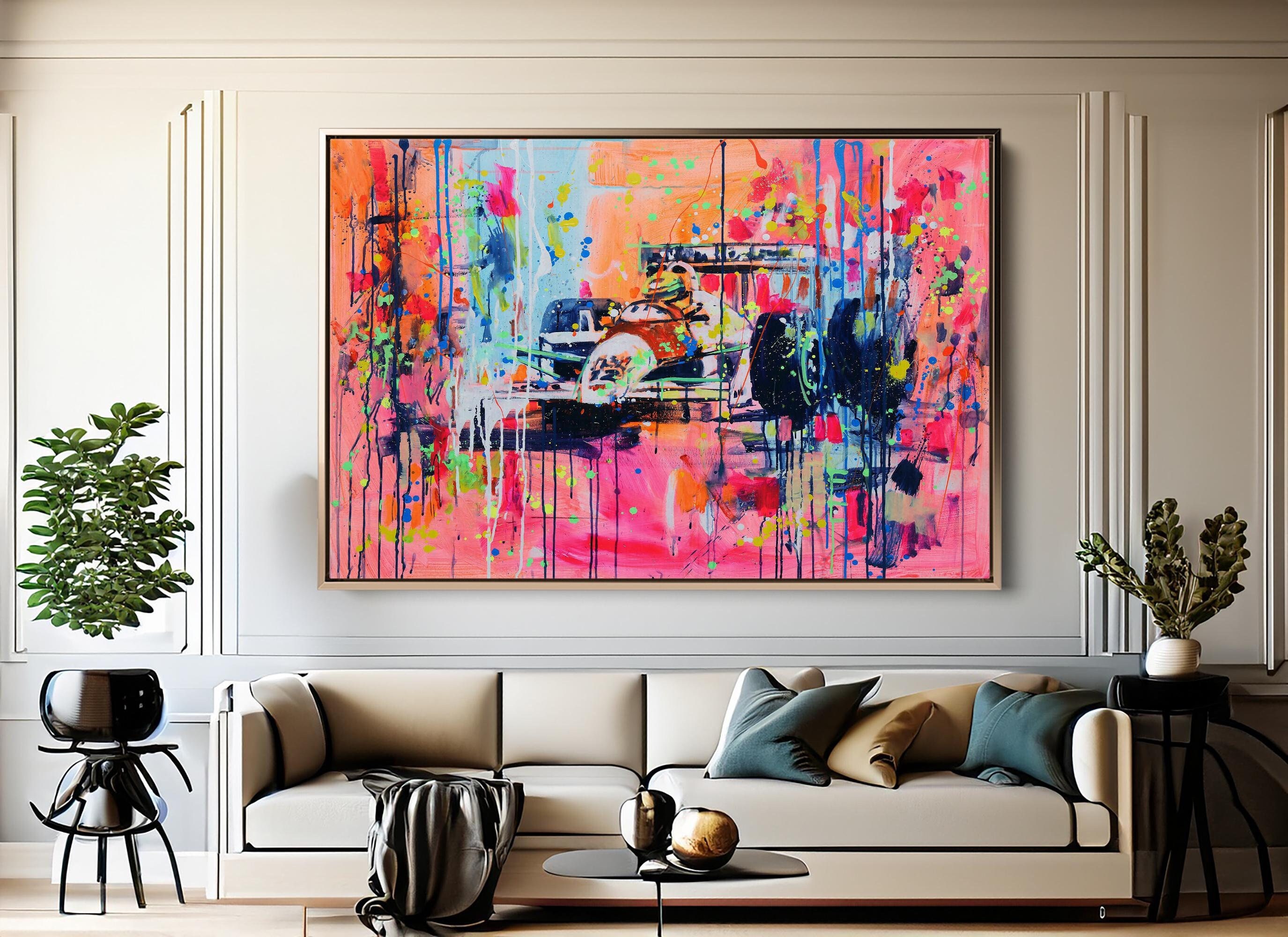 Formula 1 Abstract Pop Art Canvas Wall Art, Banksy Art, F1 Graffiti ...