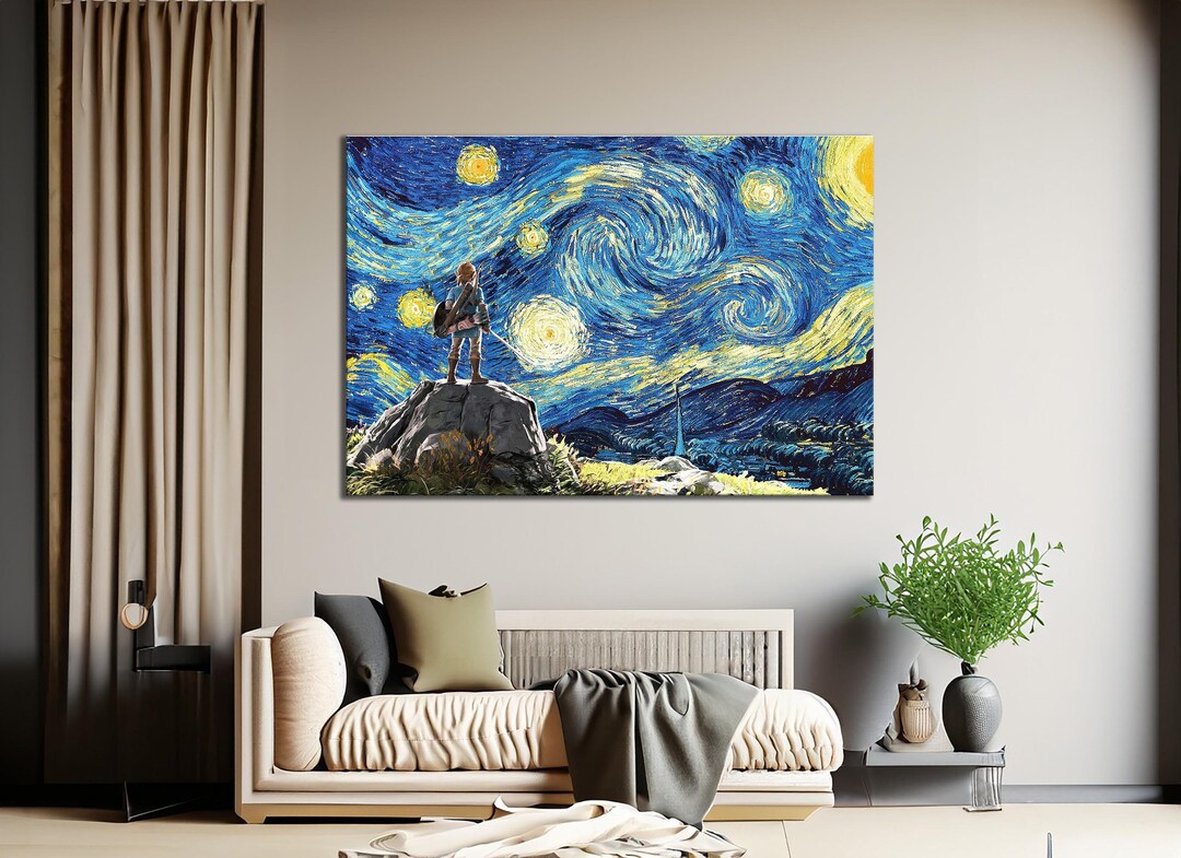 The Legend of Zelda Starry Night Canvas,legend of Zelda Link Zelda Art ...