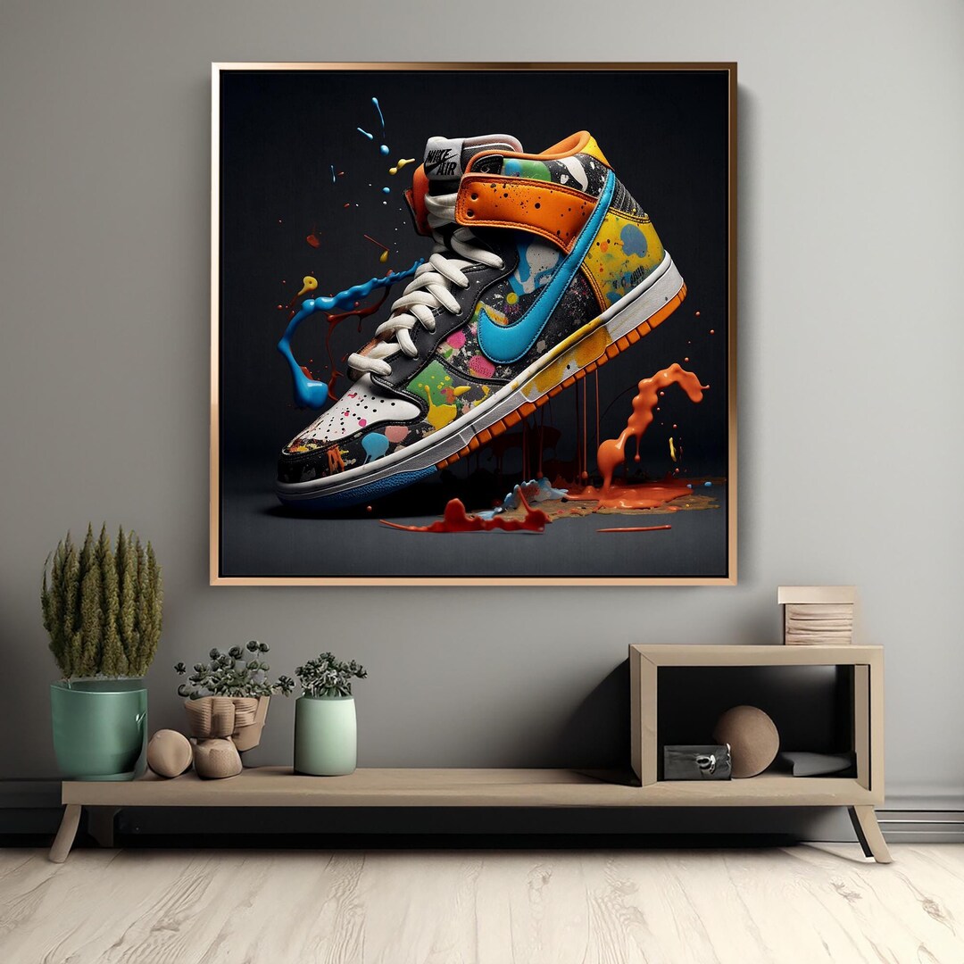 Black Nike Jordan Graffiti Style Canvas Wall Art - Modern Graffiti ...