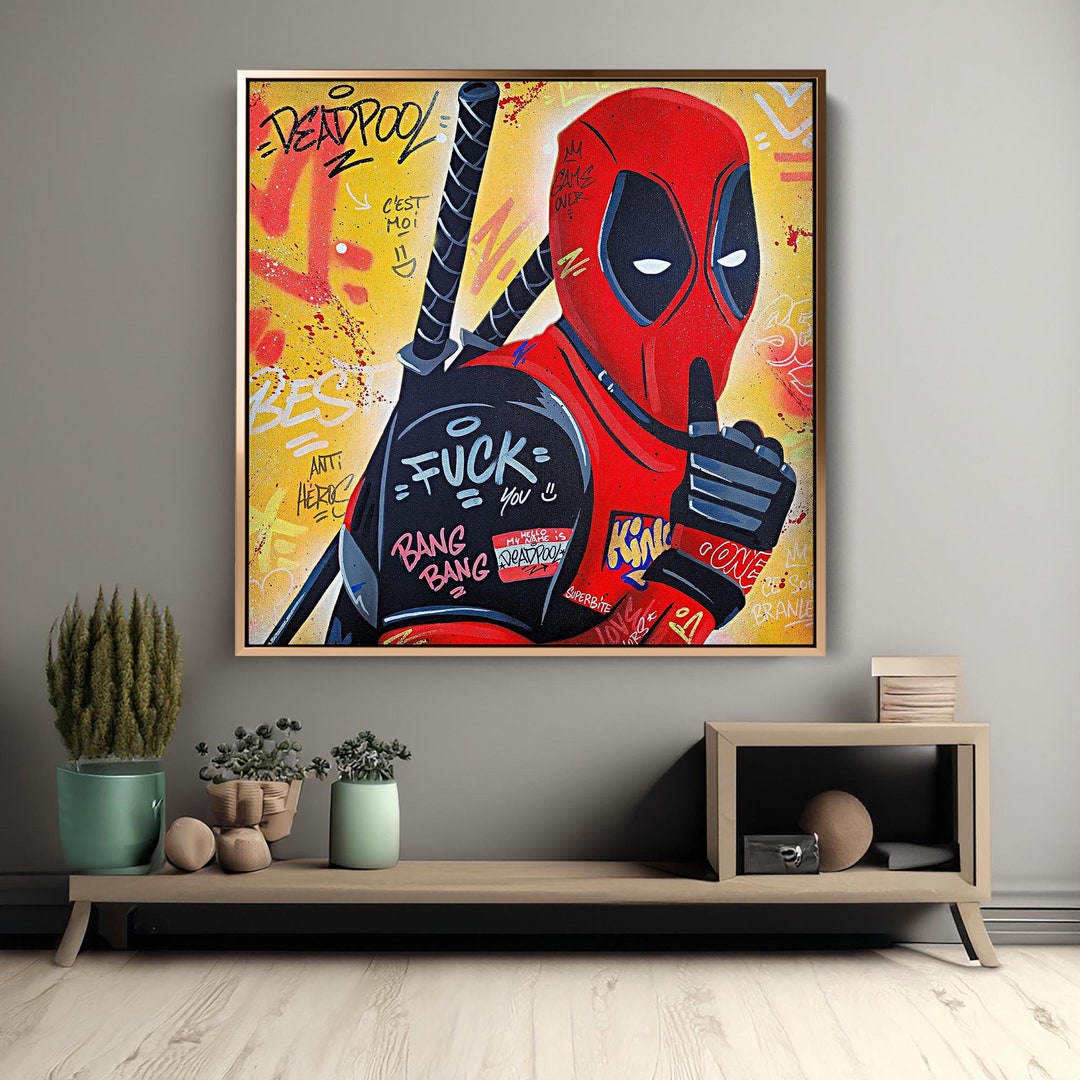 Deadpool Graffiti Pop Art Canvas, Banksy-style Deadpool Wall Art ...