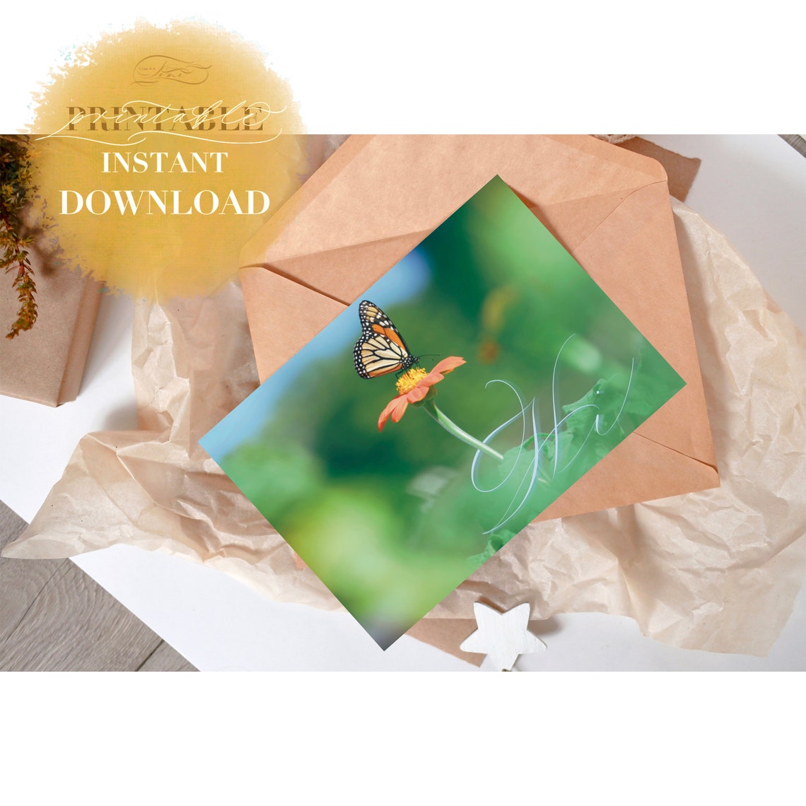 Butterfly Card, Printable hi Card Custom Calligraphy 2 Printable ...