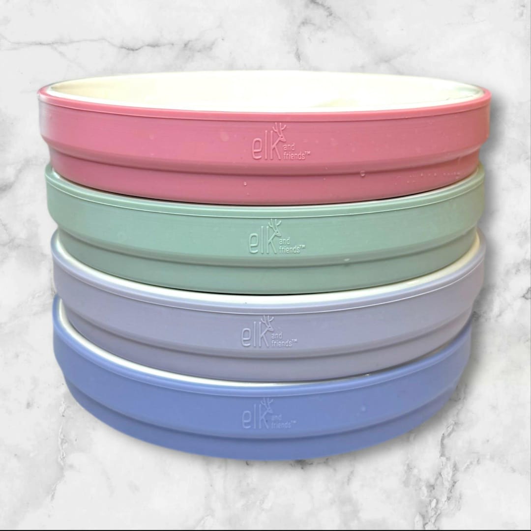 Elk and Friends Divided Plates 6.7” | Set of 4 | Silicone Sleeves ...
