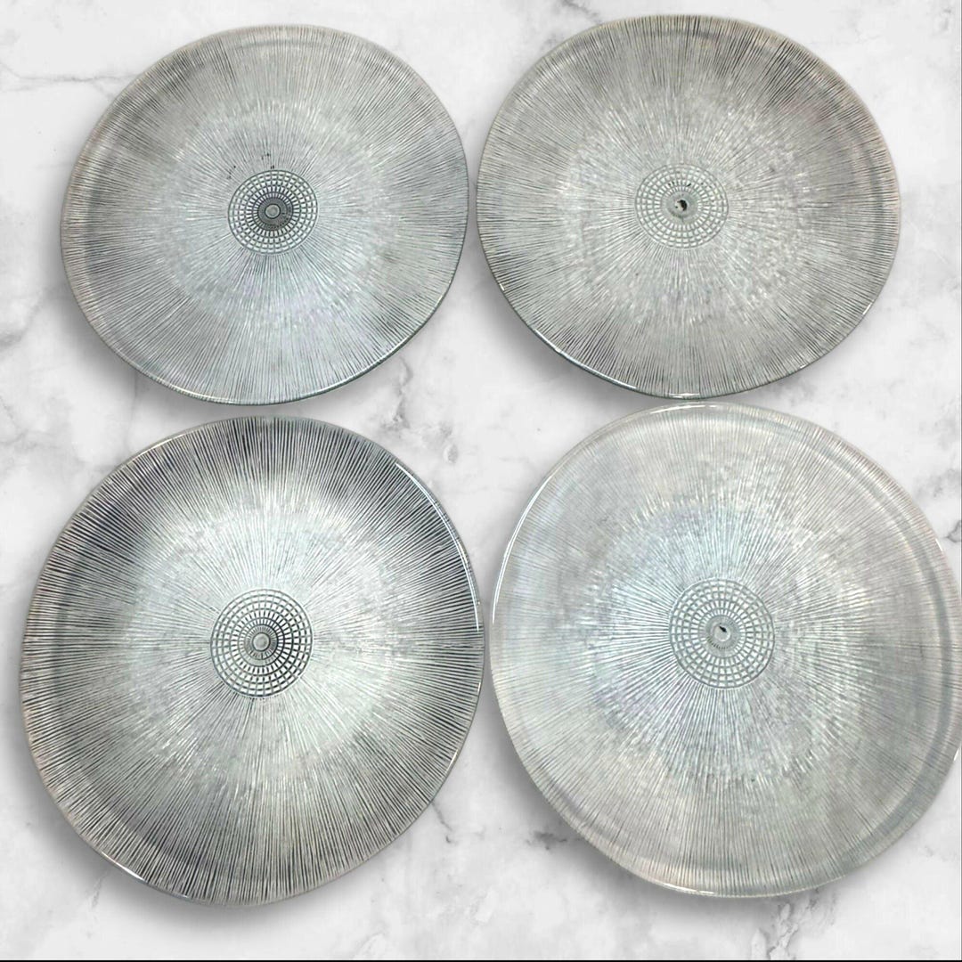 Vintage Textured Glass Plates Set of 4, Shell-like Translucent, Gently ...