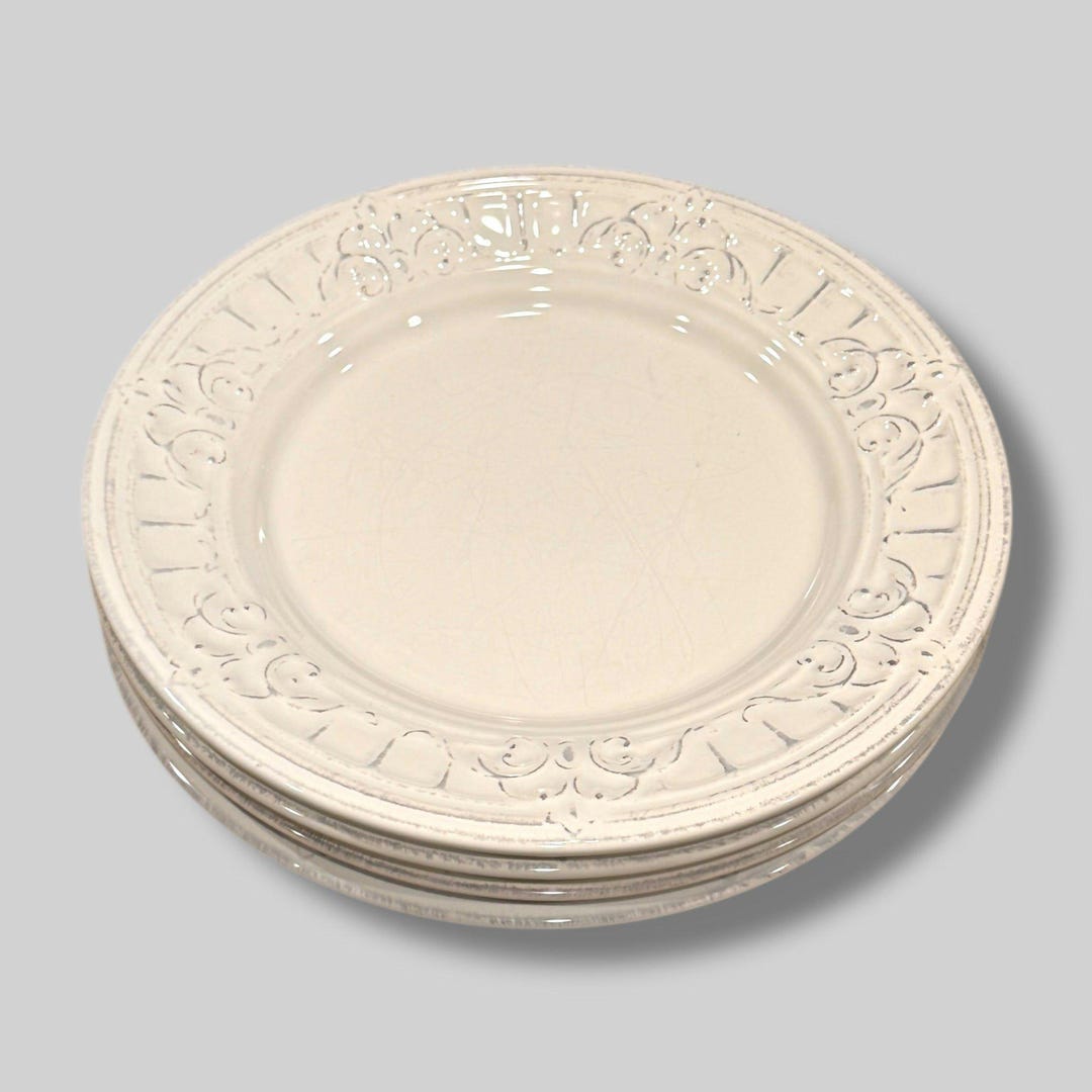 Matceramica Venice White Luncheon Plates 9 3/8” Set of 4 | Gently Used ...