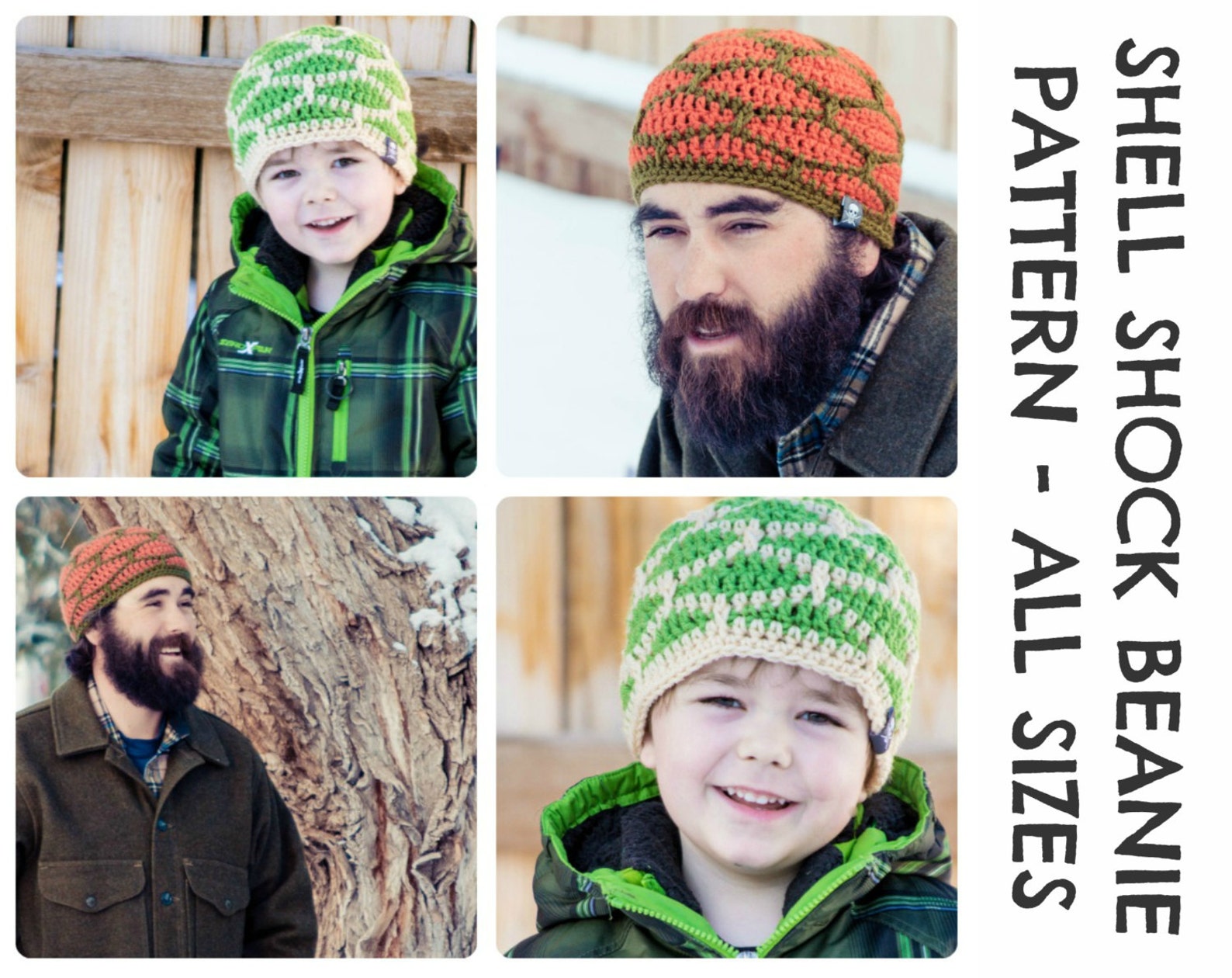 CROCHET HAT PATTERNS Shell Shock Beanie Adult and Kid Sizes - Etsy