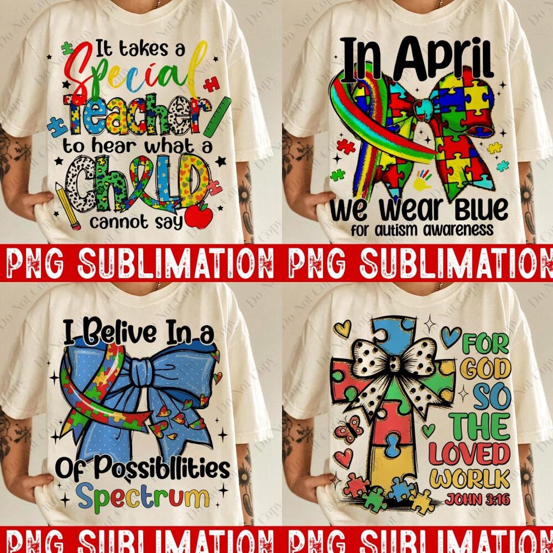 Bundles Austim Bow, Autism Png, Autism Awareness Png, Coquette Bow Png ...