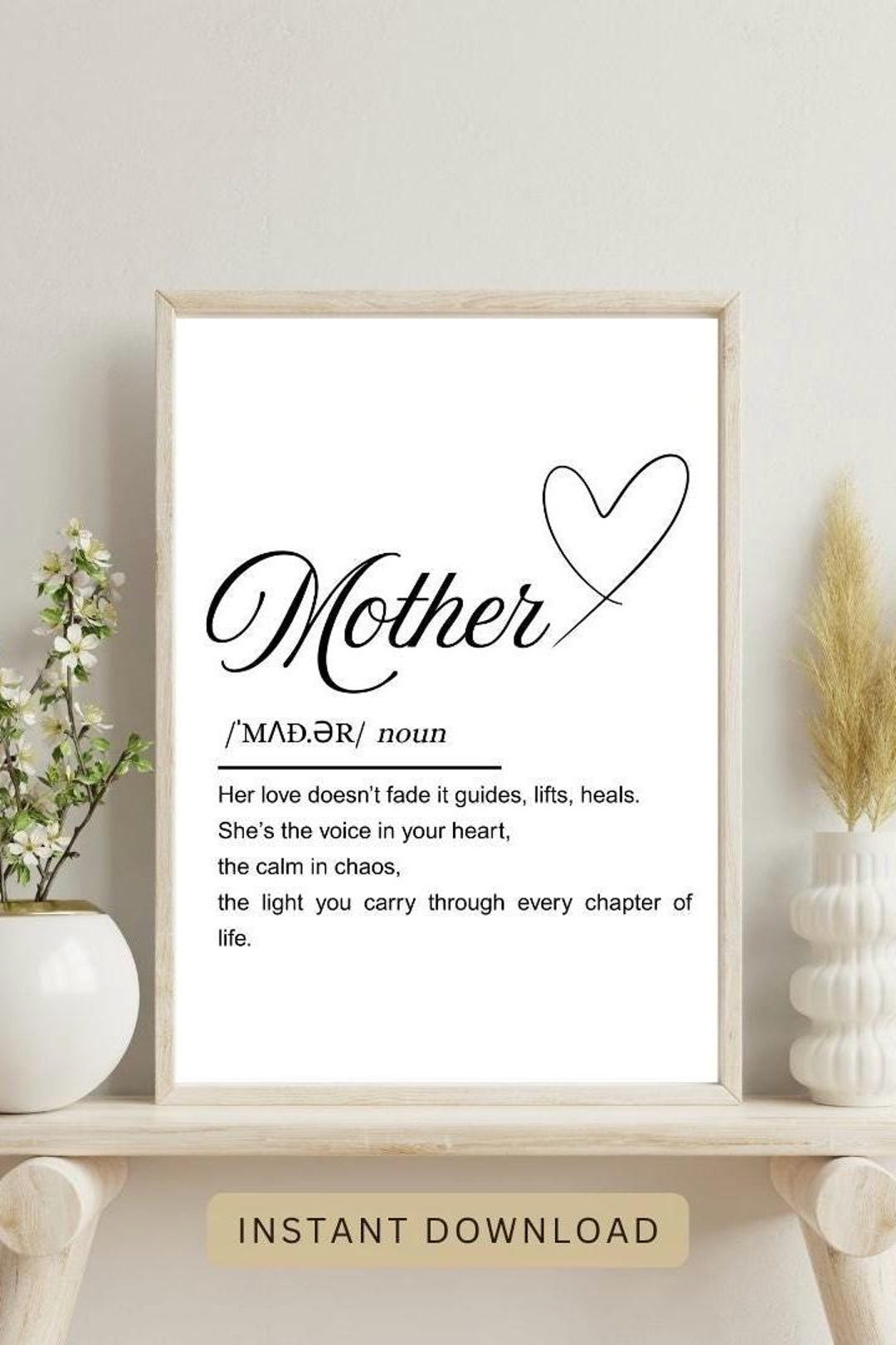 Mother Definition Print | Minimalist Quote Wall Art | Digital Download ...