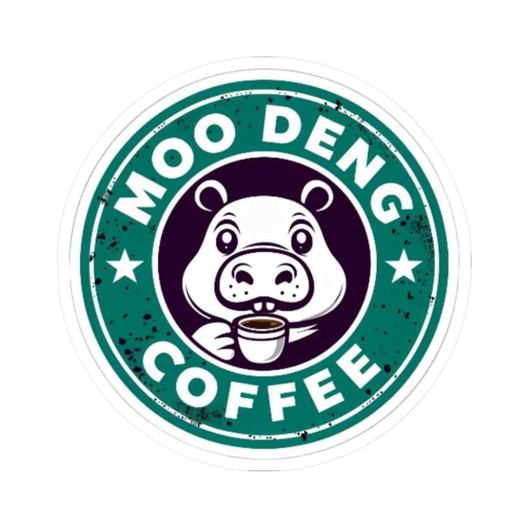 Cute Moo Deng Hippo Coffee Kiss-cut Stickers, Fun Laptop Decals ...