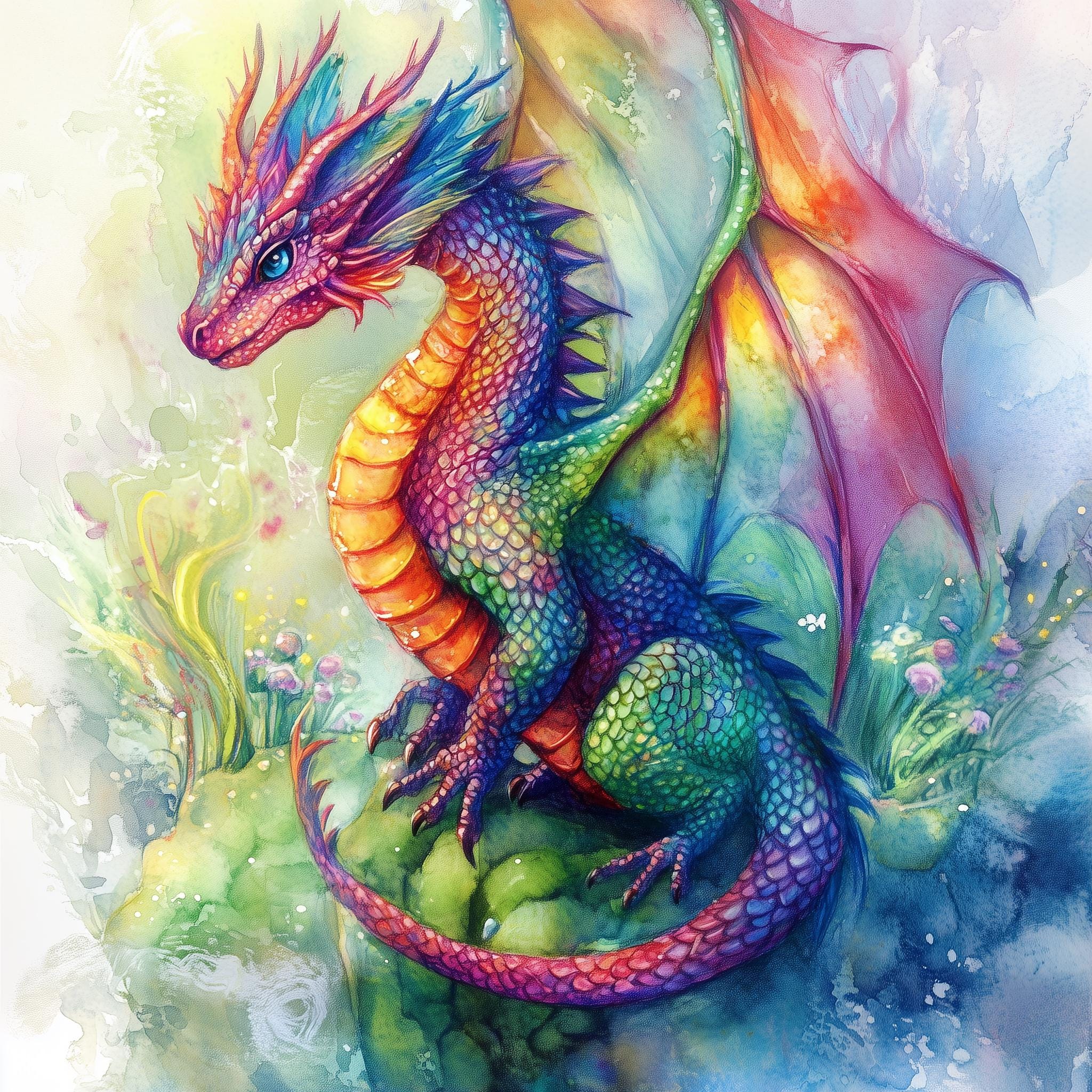 Watercolor Dragons Clipart, Colorful Fantasy Art (digital Download) - Etsy
