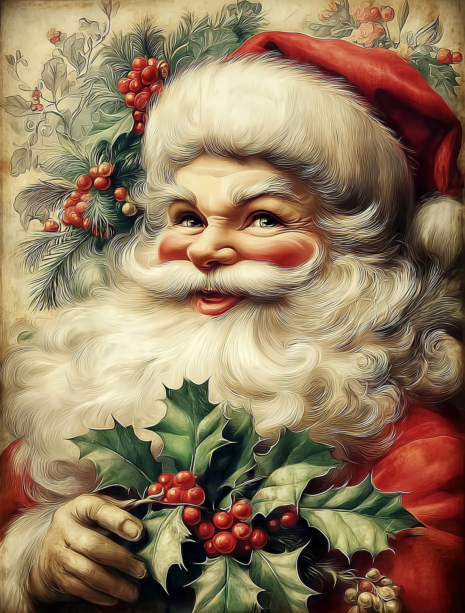 Vintage Santa Watercolor Clipart, Christmas Card Making, Junk Journal ...