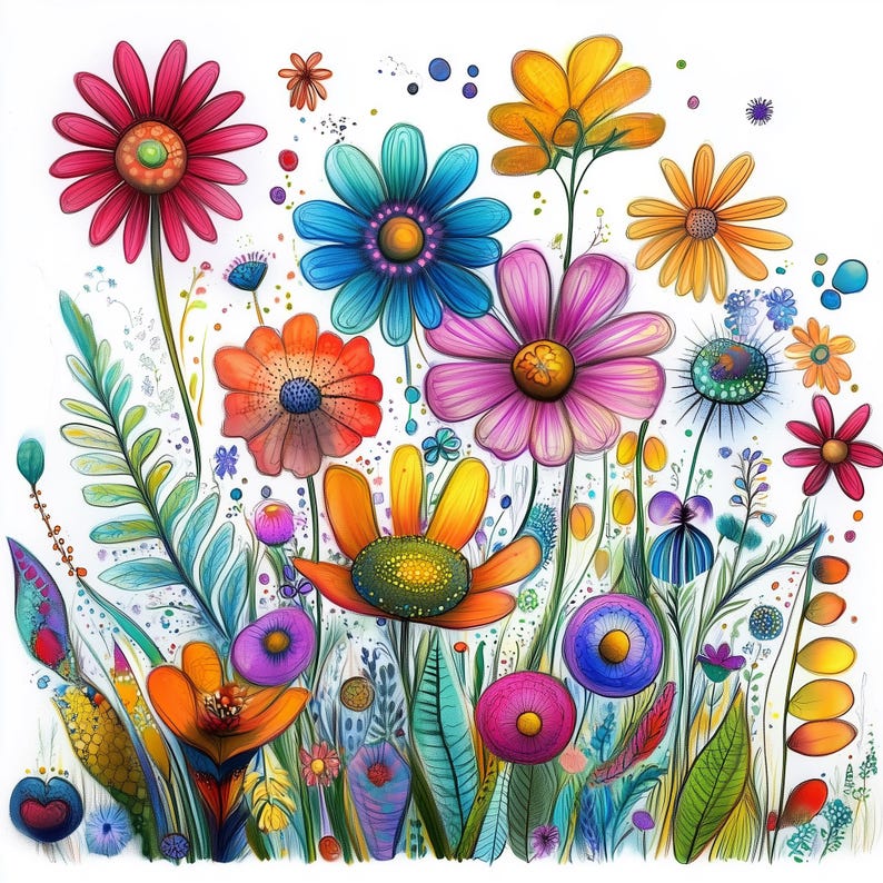 Colorful Flower Clip Art Bundle, Watercolor Style (digital Download) - Etsy