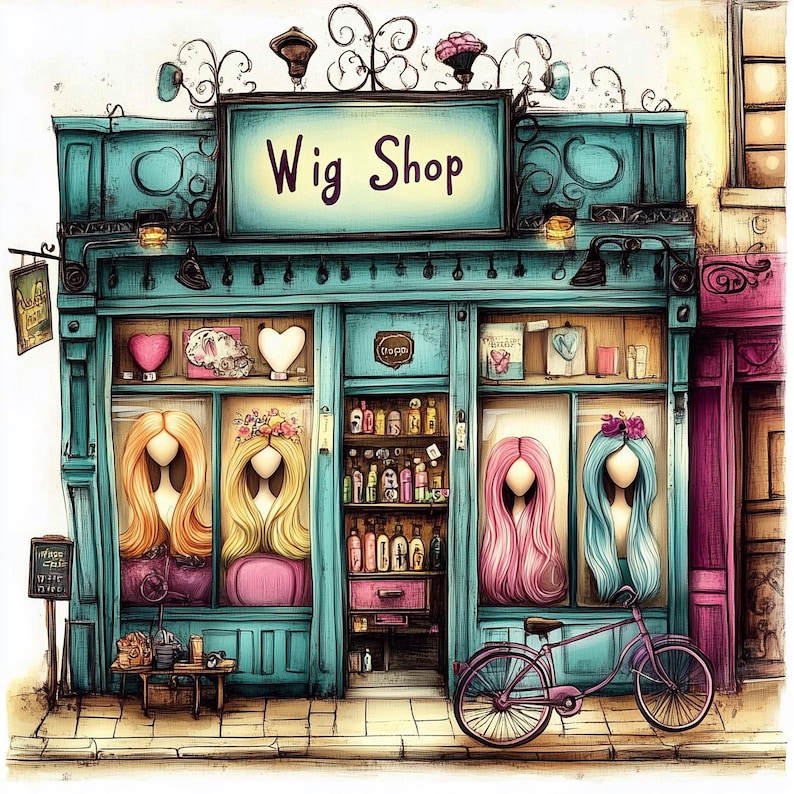 Wig Shop High Resolution Jpgs for Junk Journaling, Scrapbooking, Card ...