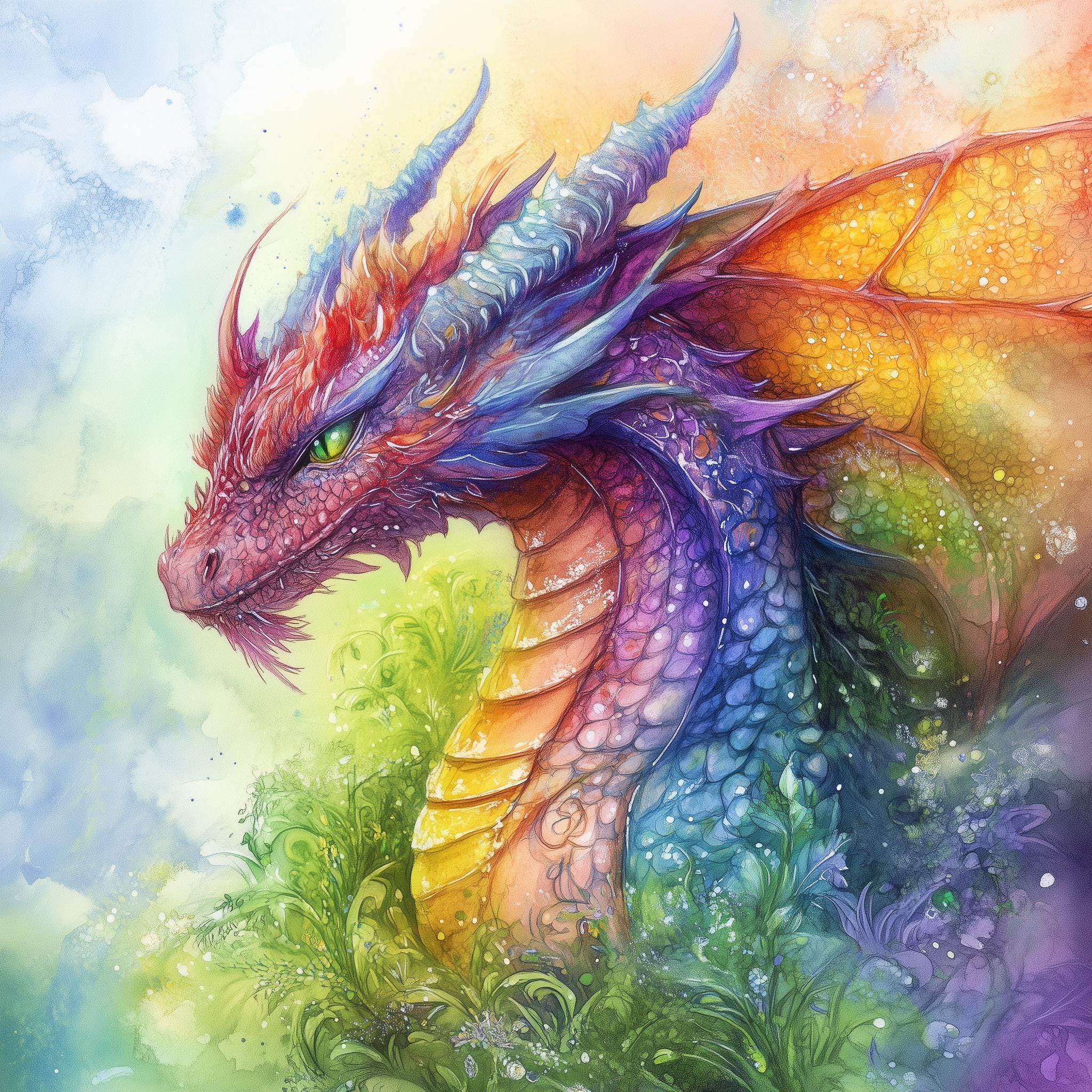 Watercolor Dragons Clipart, Colorful Fantasy Art (digital Download) - Etsy