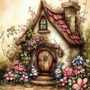 10 Cottagecore Gnome Houses 8.5x11 in Images Paper Pack Junk Journal ...