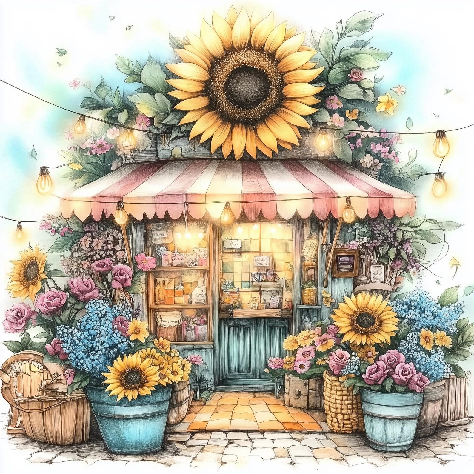 Sunflower Shop Jpgs, Shabby Chic Images for Junk Journals (digital ...
