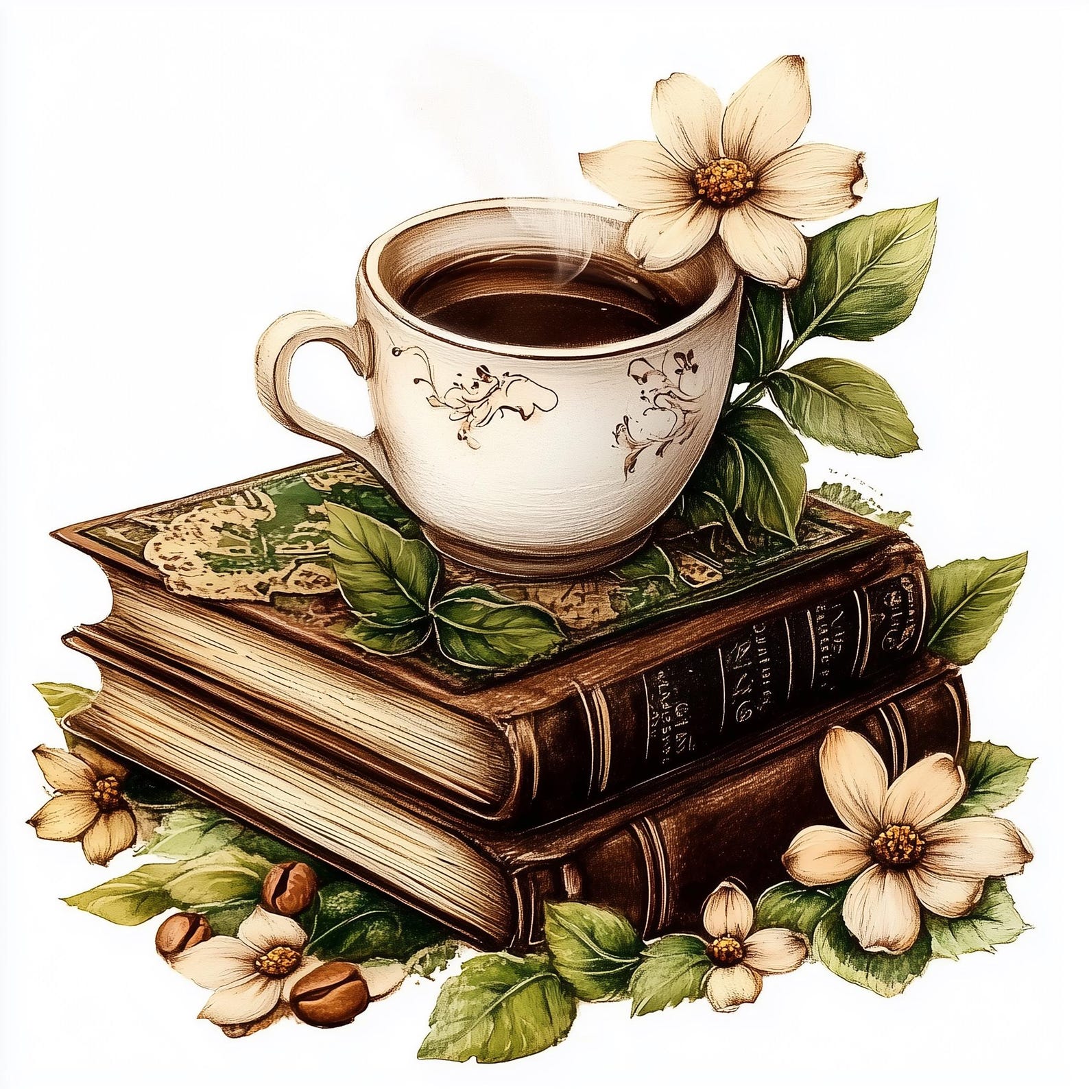 Watercolor Coffee Tea Book Clip Art, Junk Journaling (digital Download ...