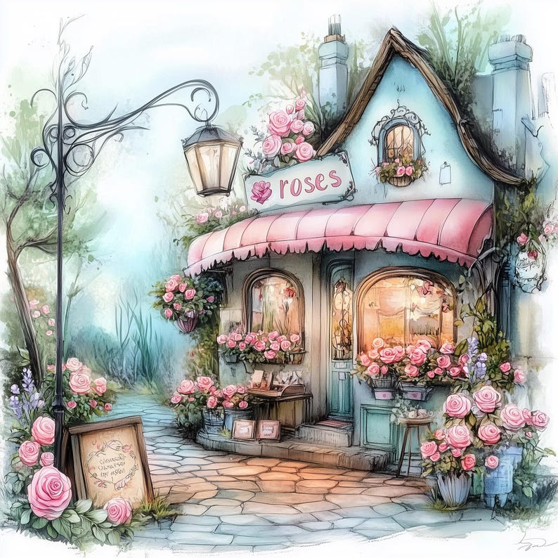TEN 11.5x11.5 Rose Shop High Resolution Jpgs for Junk Journaling ...