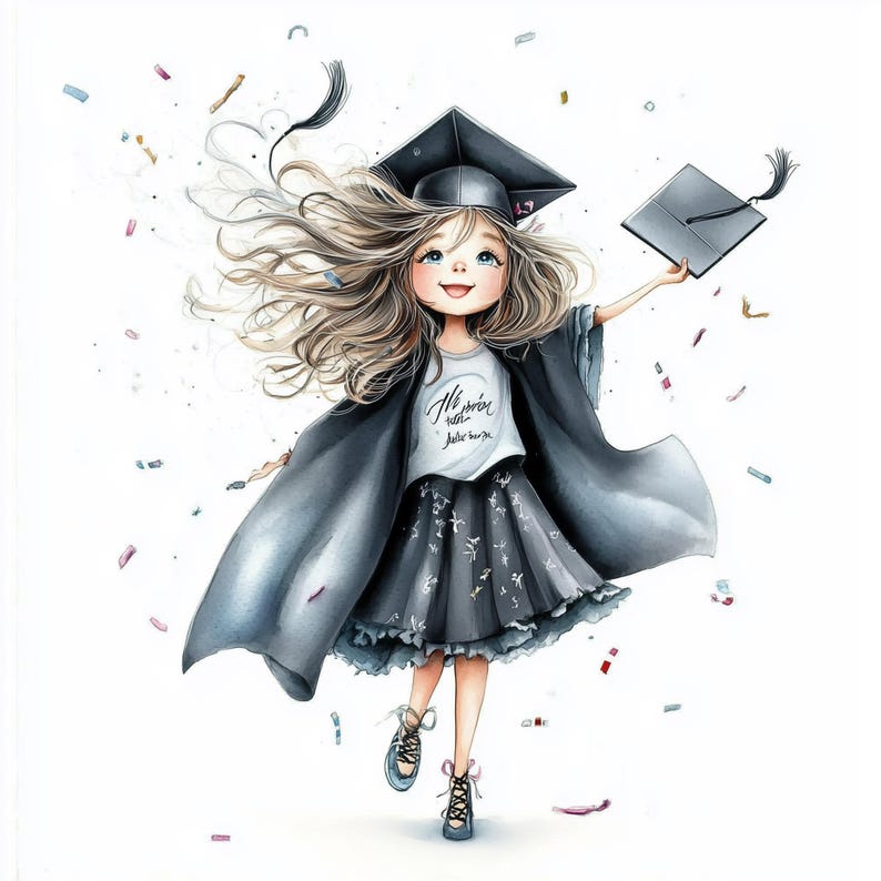 Graduate Girl 10 High Resolution Watercolor Jpgs Junk Journaling ...