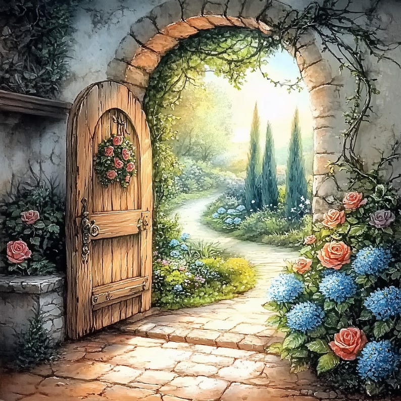 Rose Garden Archway Jpgs, Shabby Chic Digital Paper (digital Download ...