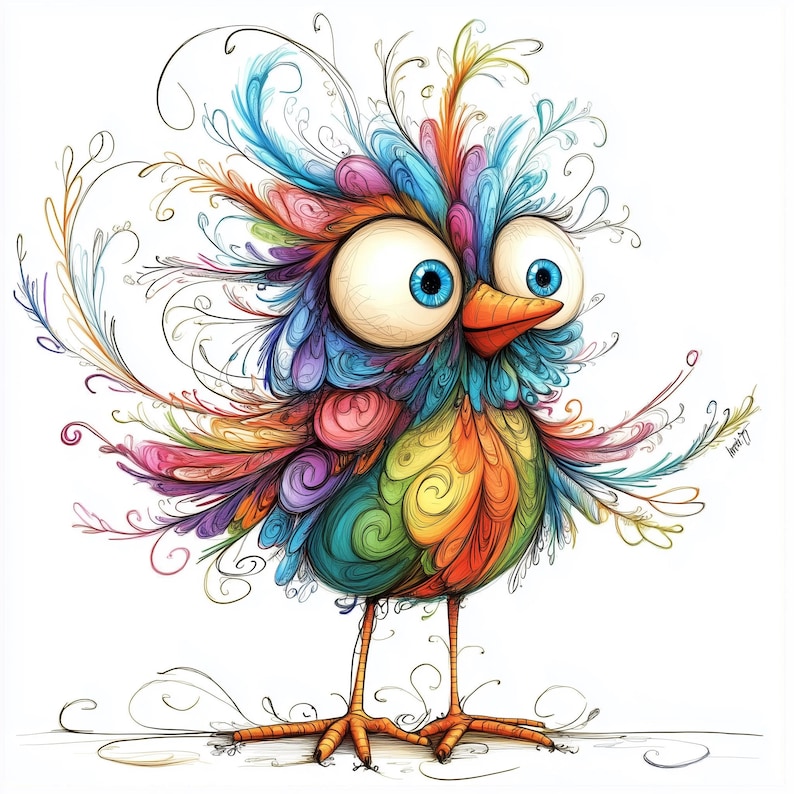 Whimsical Bird Watercolor Clipart, Fantasy Junk Journal (digital ...