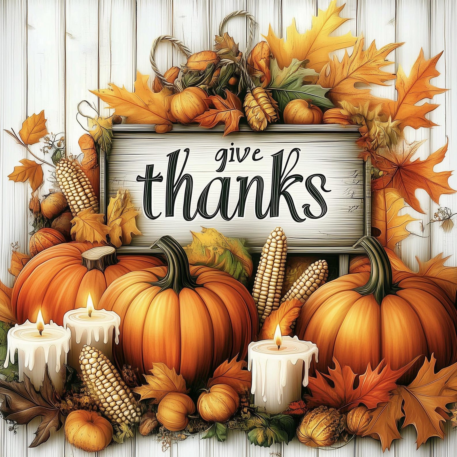 Give Thanks Fall Images, Thanksgiving Scrapbook Art (digital Download ...