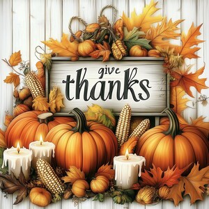 Give Thanks Fall Images, Thanksgiving Scrapbook Art (digital Download ...