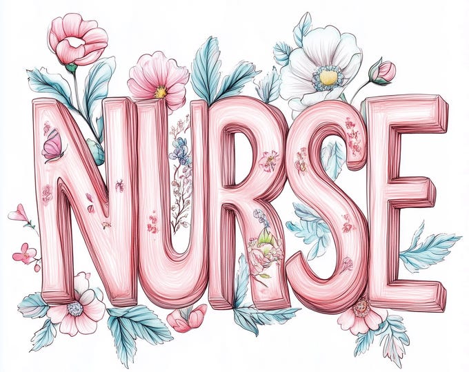 Floral Pastel Nurse PNG Clipart Digital Download - Etsy