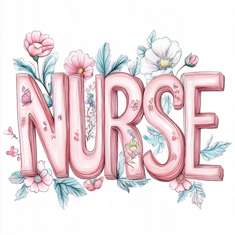Floral Pastel Nurse PNG Clipart Digital Download - Etsy