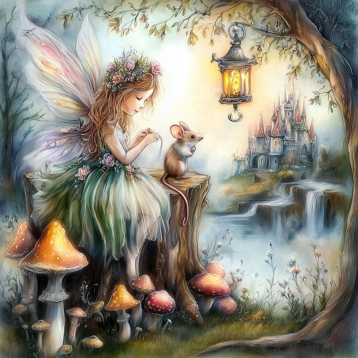 Flower Fairy Watercolor Clipart, Junk Journaling, Scrapbooking (digital ...
