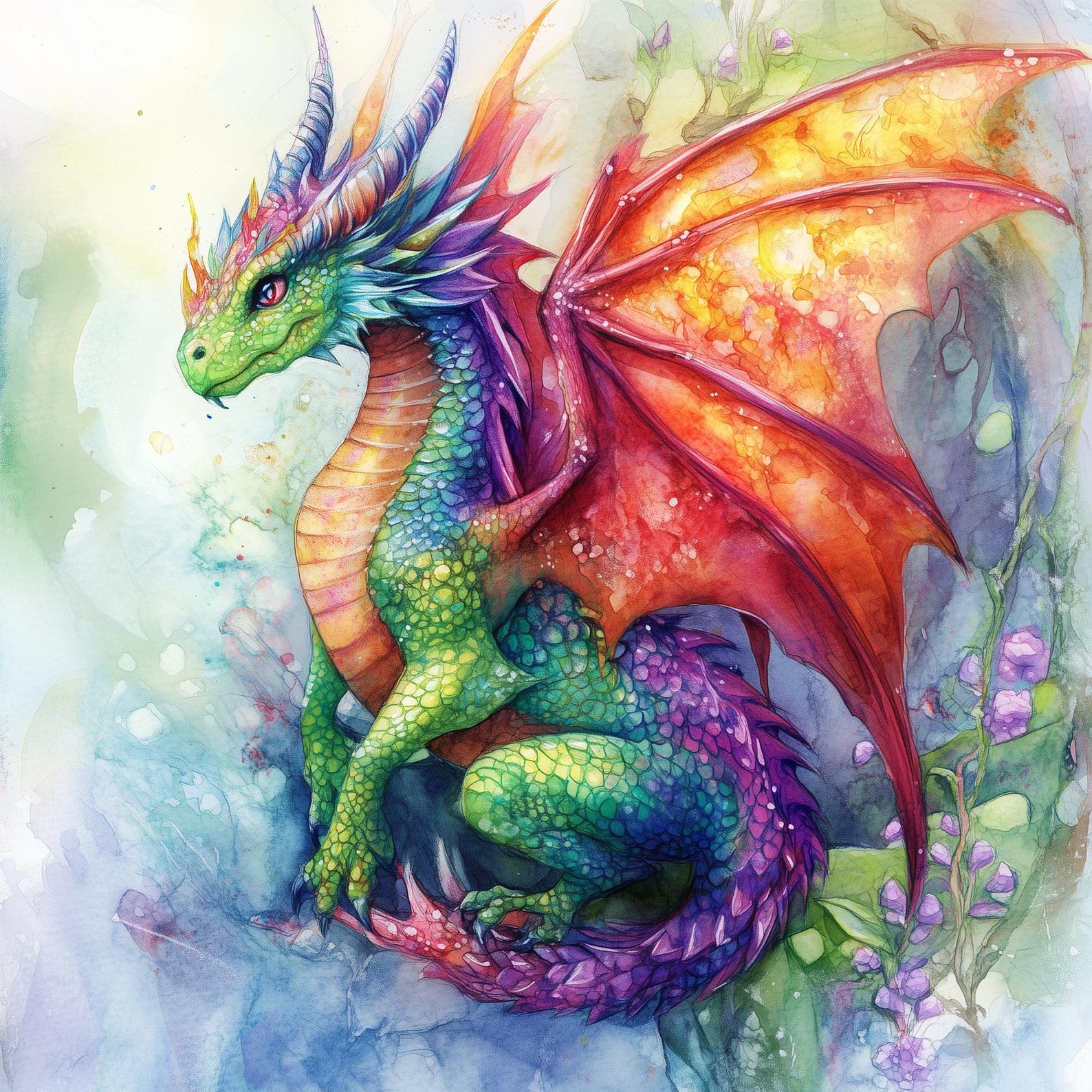 Watercolor Dragons Clipart, Colorful Fantasy Art (digital Download) - Etsy