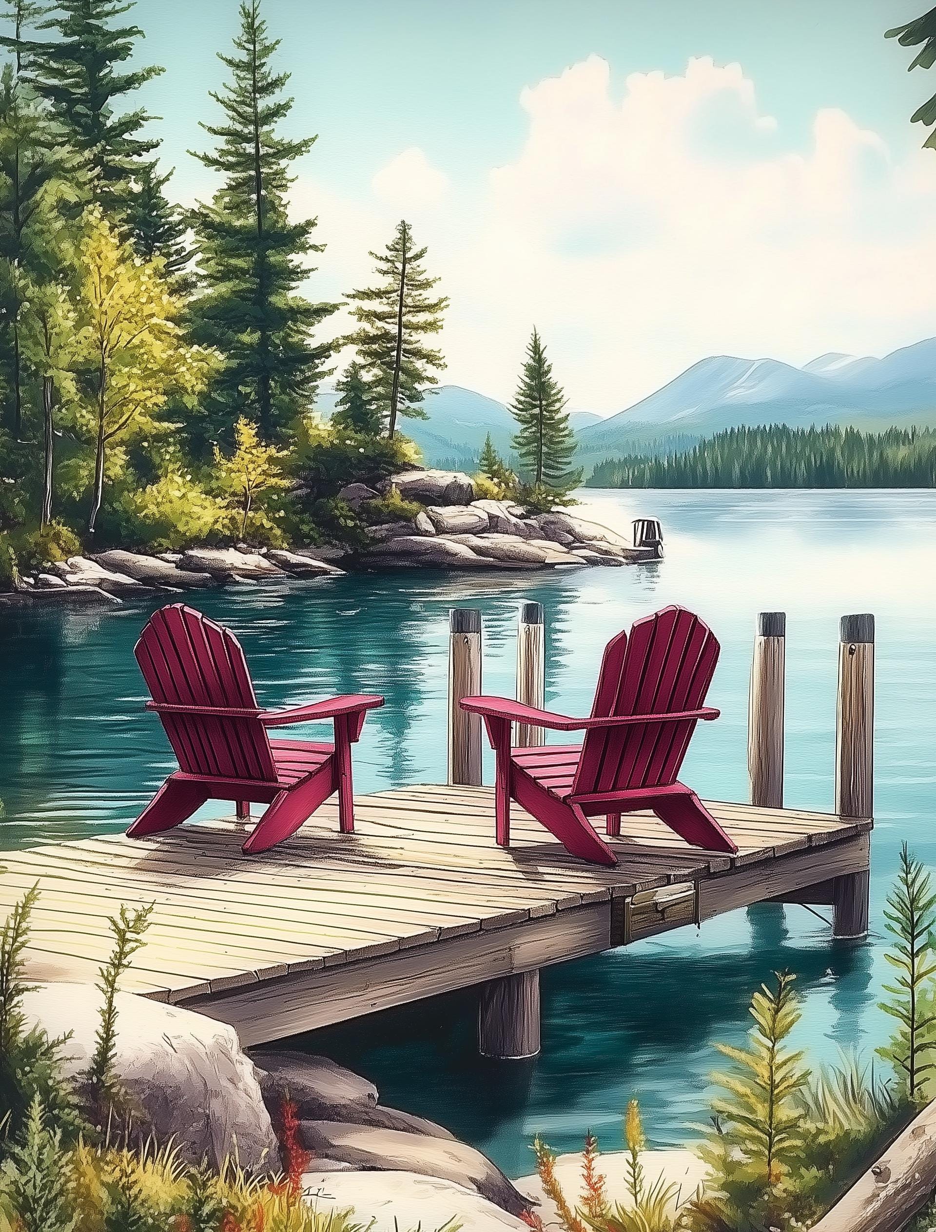 Lake Scene Paper Pack, Dock Chairs 8.5x11 (JPG) - Etsy
